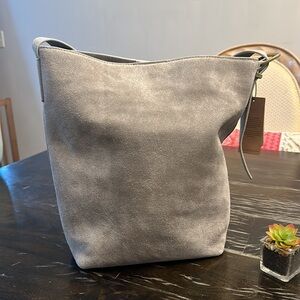 margot | Bags | New Margot Kate Bucket Bag Tote Purse Light Grey Suede ...